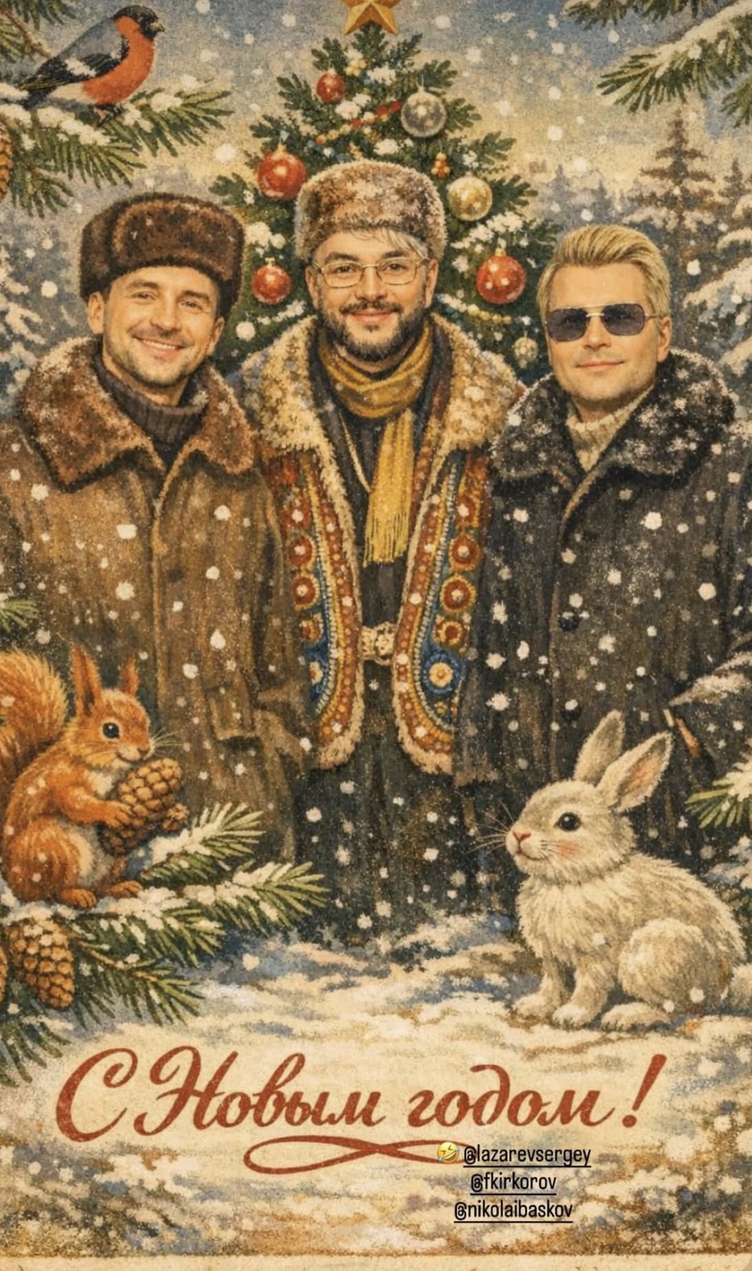 Как сделать новогоднюю открытку в советском стиле с помощью ИИ